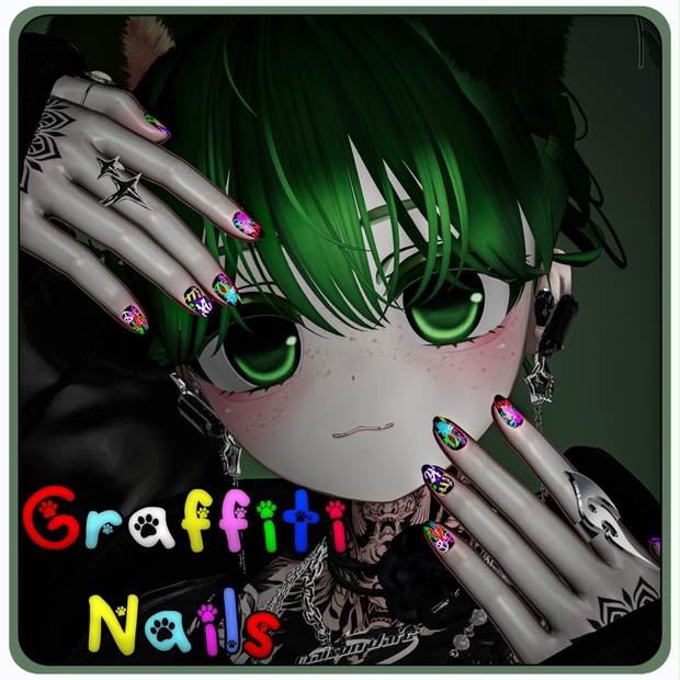 【VRChat】 Graffiti Nail Set for Manuka - StudioGA - BOOTH