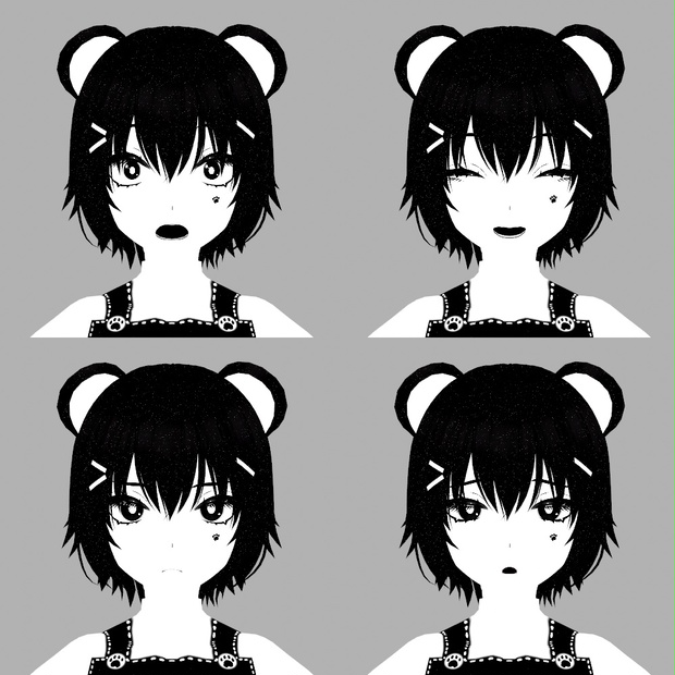 Free | Premade Vrm 1.0 model | Small Black and White Bear Girl 2 ...