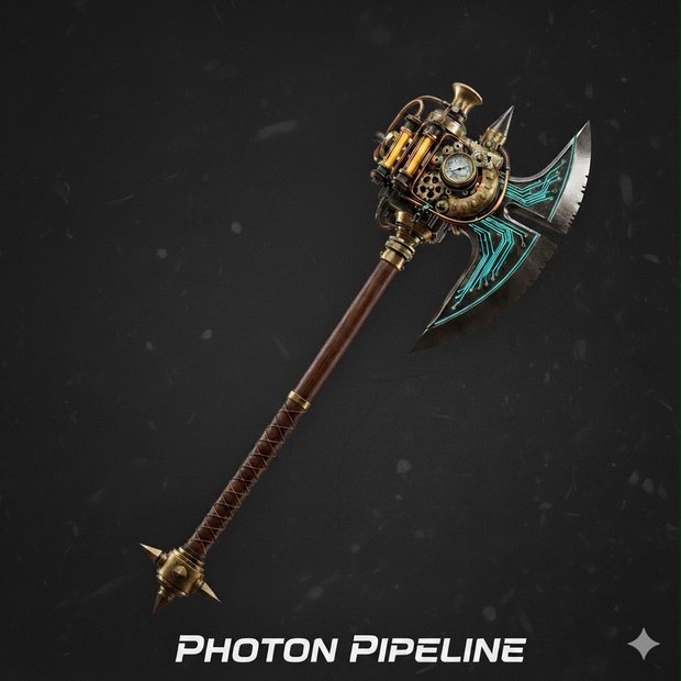 [VRChat/3D] 사이버네틱 스팀 액스 "포톤 파이프라인" | Cybernetic Steam Axe "Photon ...