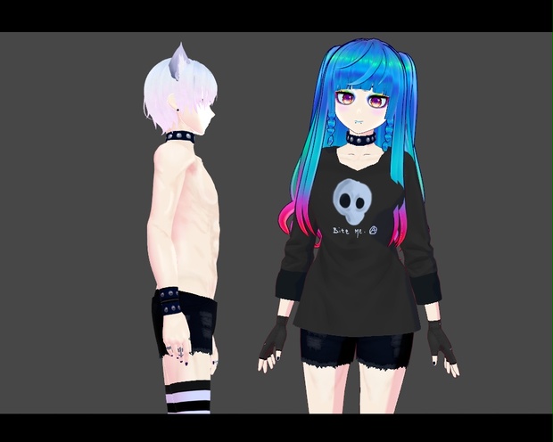 Vroid Studded Punk Goth Collar and Choker (x2 Types) - Spectre - BOOTH