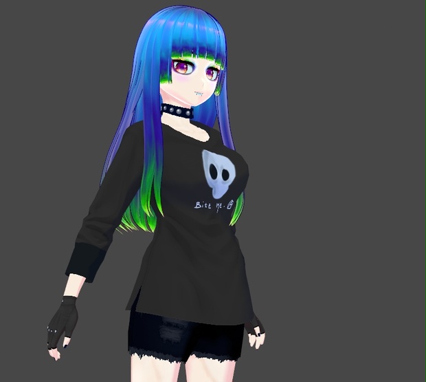 Green Fel Fire Toxic Biohazard Blue Hair Texture Vroid - Spectre - BOOTH