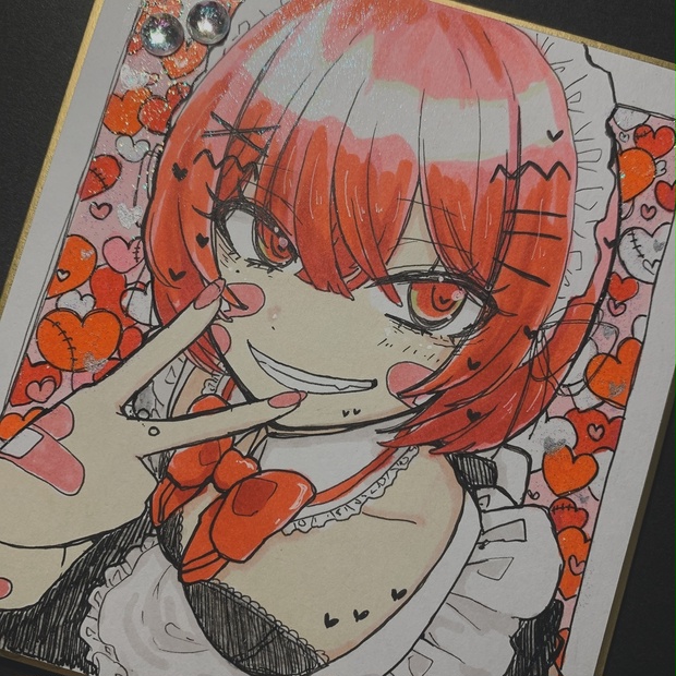 紅い子ちゃんミニ色紙 - ayatani tokage - BOOTH