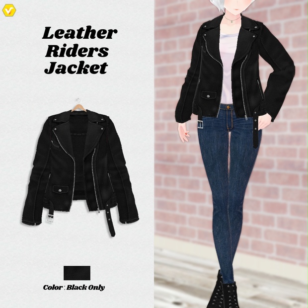 【VRoid】LeatherRidersJacket Black-only レザーライダースジャケット【テクスチャ】 - KoYoMi ...