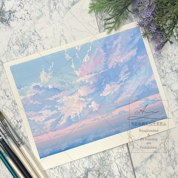 【額なし】空の2L原画【アクリルガッシュ】 - ふわもこ堂の水彩屋さん - BOOTH