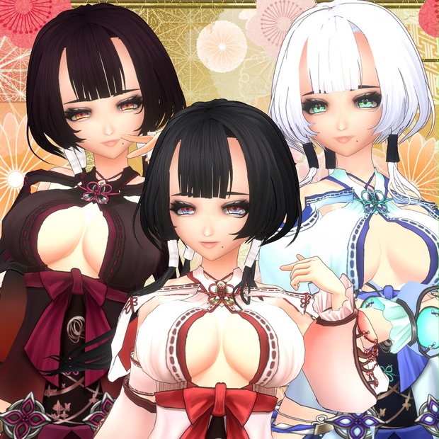【VRoid】海月巫女の髪、顔スキンセット【髪型】 - 緋檻屋 Scarlet Cage - BOOTH