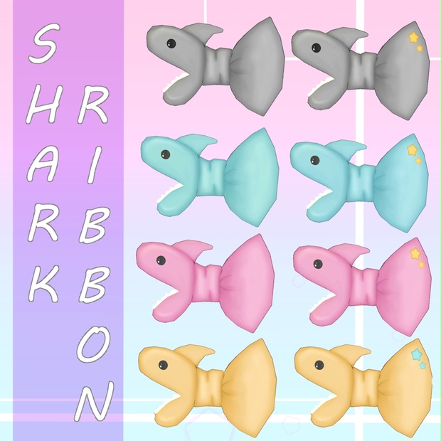 【VRChat】【ChilloutVR】Shark Ribbon Hair Accessory / シャーク・リボン・ヘアピン ...