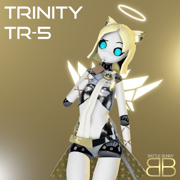 [Original 3D Model] TRINITY TR5 Neko Angel Robot VRChat Avatar - Battle Bunny Mods - BOOTH