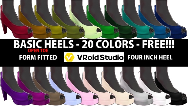 BASIC HEELS (OPEN TOE) - 20 COLORS - FORM FITTED - FOUR INCH HEEL ...
