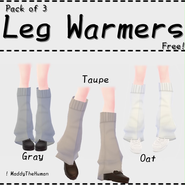 [FREE!] Neutral leg warmers for VRoid! Pack of 3 (Shoes NOT included ...