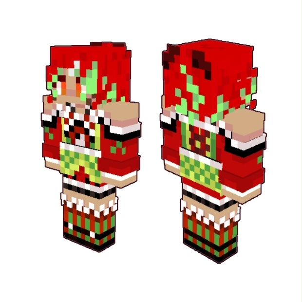 [Minecraft SKIN] female skin ; watermelon-girl / original - black-whole ...