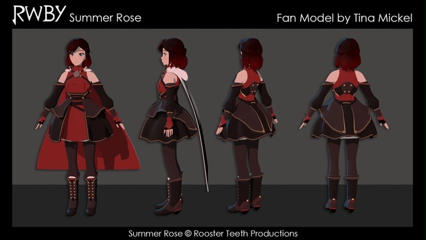 Summer Rose Rigged RWBY Model - Tina Mickel's Model Land - BOOTH