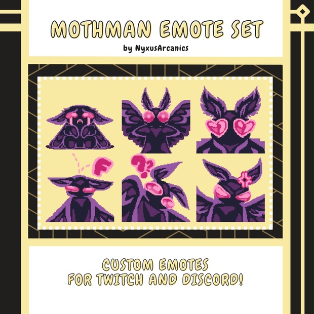 { Mothman Twitch Emote Set | モスマン Twitch エモート セット } - NyxusArc - BOOTH