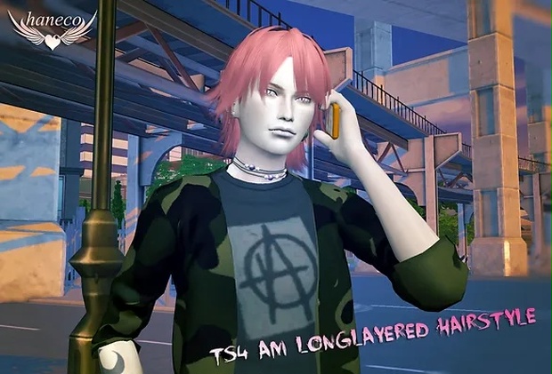 TS4 AM Longlayered Hairstyle - HANECO's BOX - BOOTH