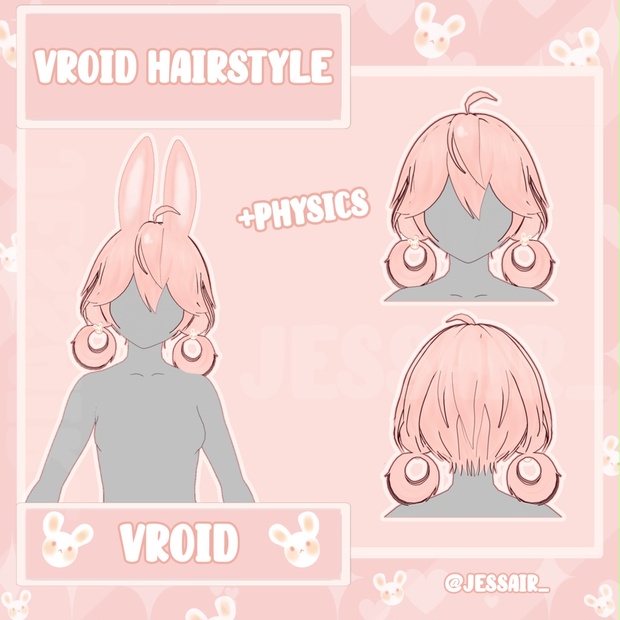 【vroid Hairstyle Preset】female Cute Bunny Hairstyle Jessairartshop