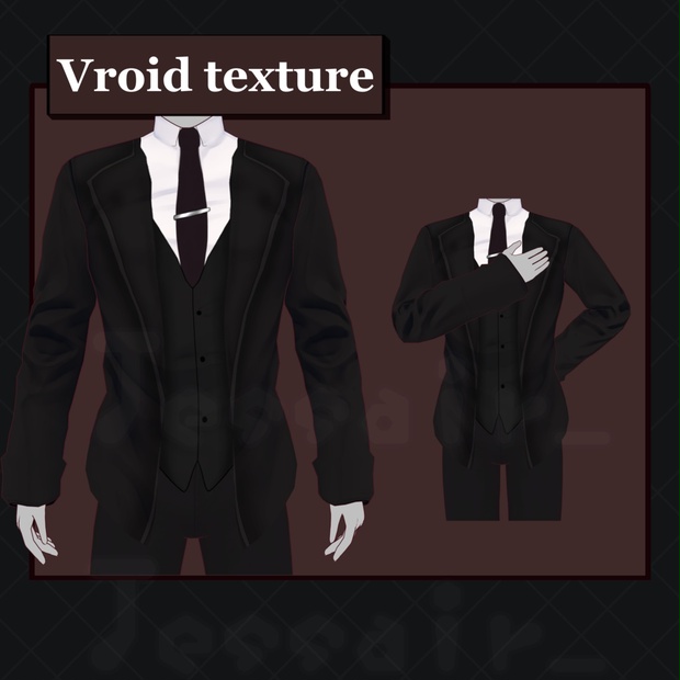 【VRoid】Male Elegant Outfit | Black Suit - JessairArtShop - BOOTH