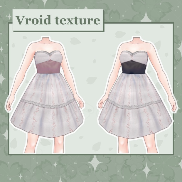 【VRoid】Soft Floral Dresses | Cottage, Cute, Colorful | Pink and Black ...