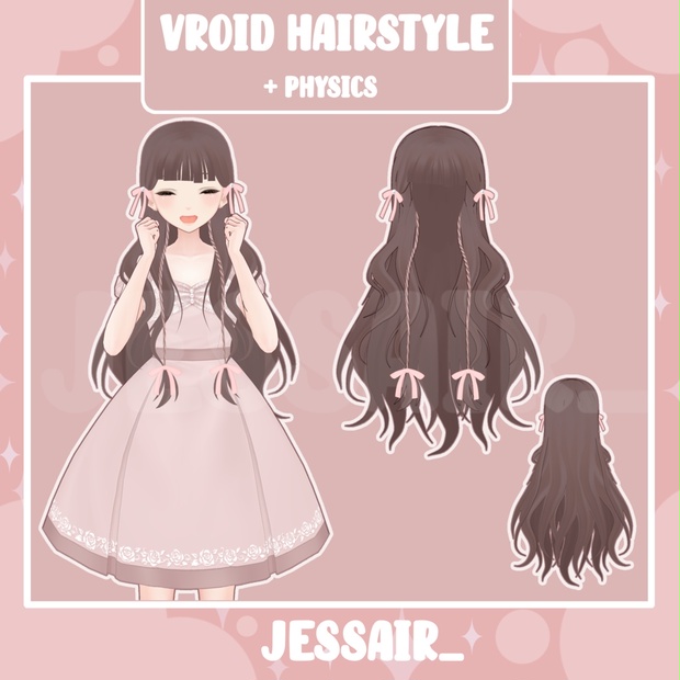 【VRoid Hairstyle Preset】Long Cute Hairstyle with Ribbons as | Cute ...