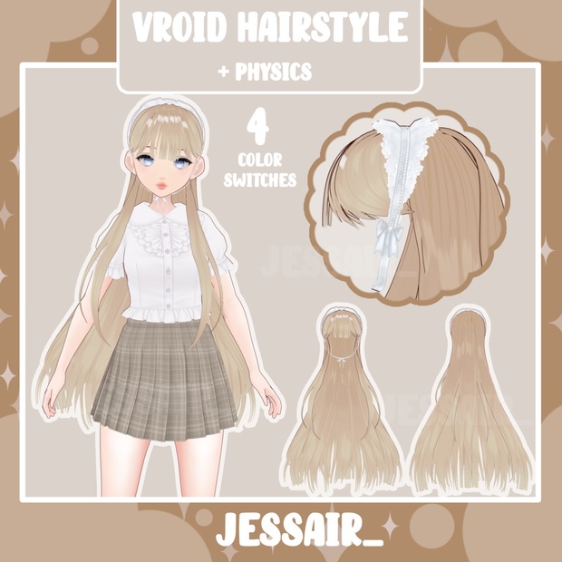 【VRoid Hairstyle Preset】Long Female Cute Hairstyle with Physics and ...
