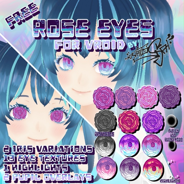 Rose Eyes - Free VRoid Iris Texture - kaitosai - BOOTH