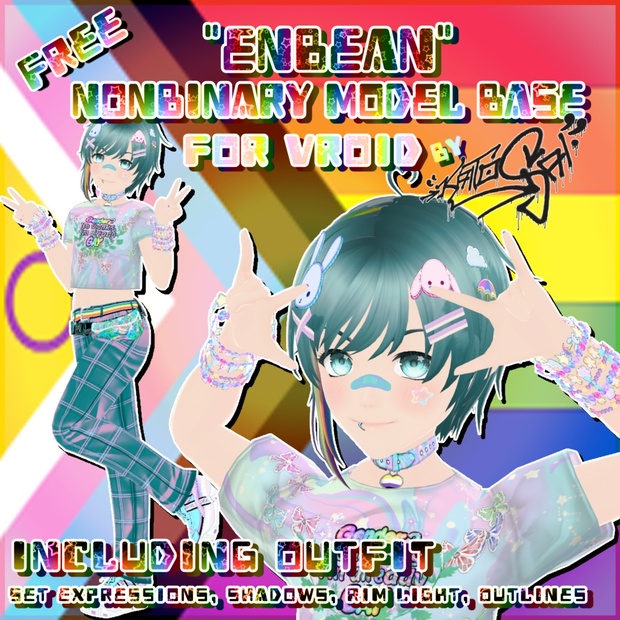 🌈🏳️‍🌈 Free VRoid Model Base Enbean || 🌈🏳️‍🌈 無料の VRoid モデルベース "Enbean ...