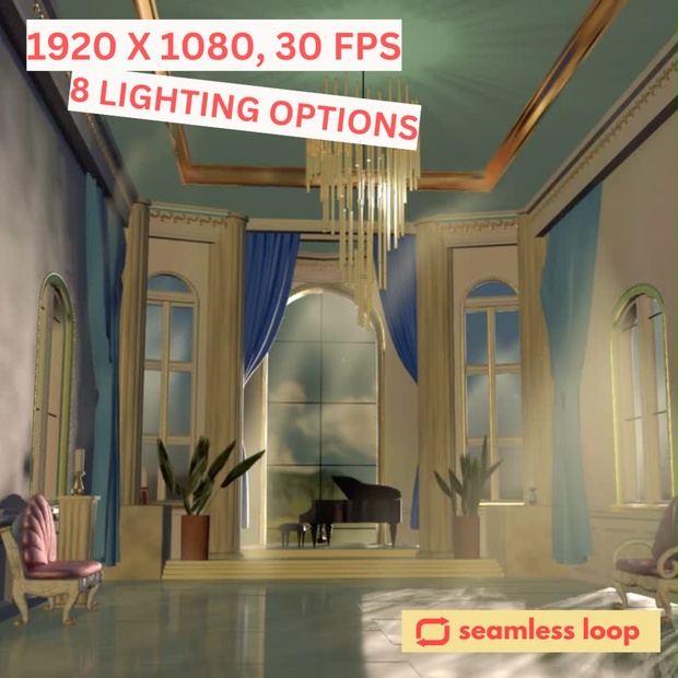 【Animated Background】Beautiful Ballroom, 8 Lighting Options - lomy - BOOTH