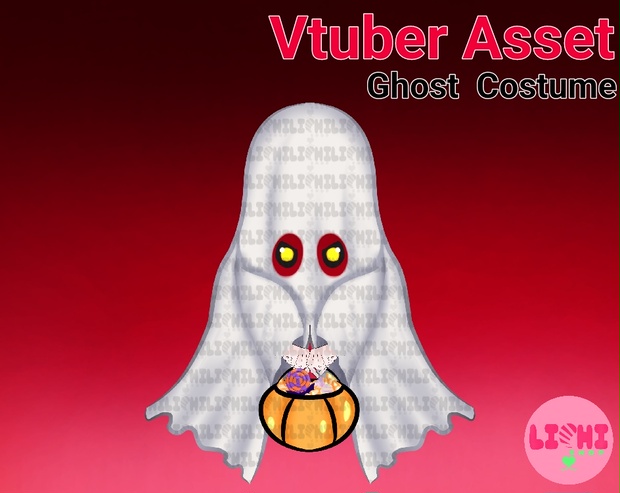 PNG Vtuber asset Ghost costume - lichiShop - BOOTH