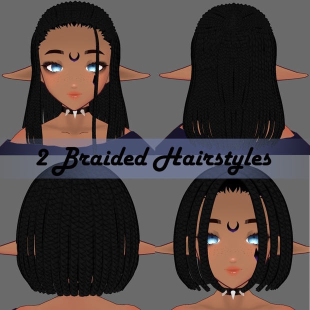 [Vroid] 2 Braided Hairstyles Hair Pack - VThreads - BOOTH