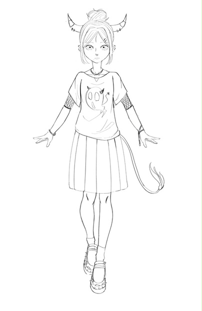 Alt bull girl design adopt sketch (no color) - gillygill - BOOTH