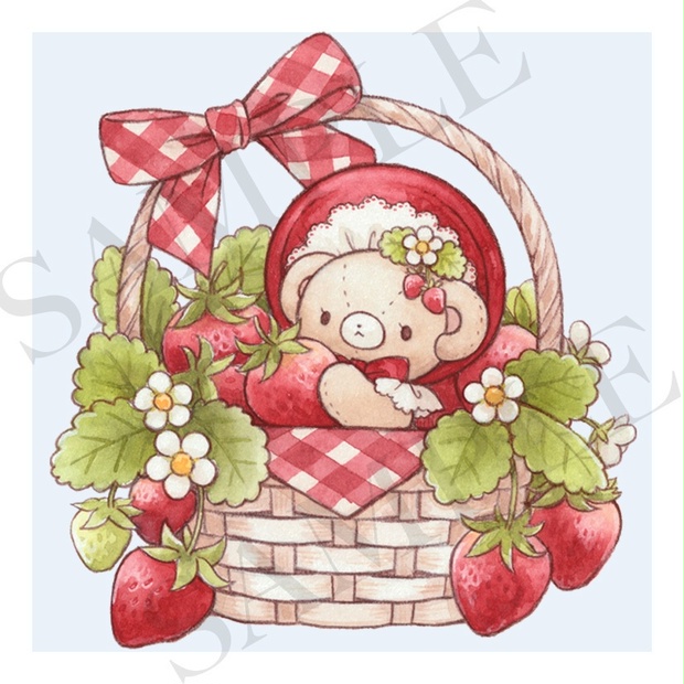 ポストカード「Strawberry bear」 - megoko web store - BOOTH