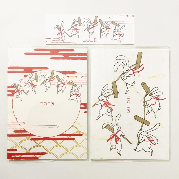 10月始まり 2025年 餅つき兎 スケジュール手帳 イラストカバー2枚 栞付き B6 全48ページ 巳年 兎 うさぎ - AmiRouge - BOOTH