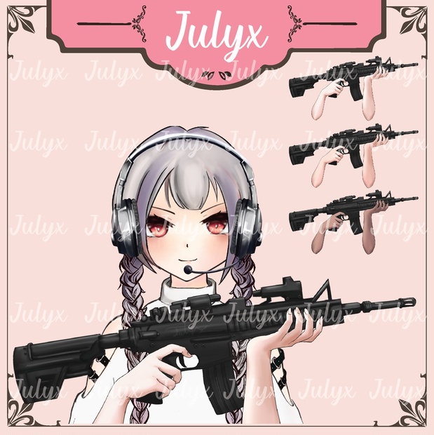 FPS Apex Vtuber モデル用の手、AK ガン、ヘッドフォン (Vtuber アセット) - Julyx - BOOTH
