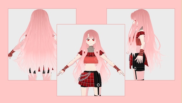 long pink hair for Vroid - SalisaShop - BOOTH