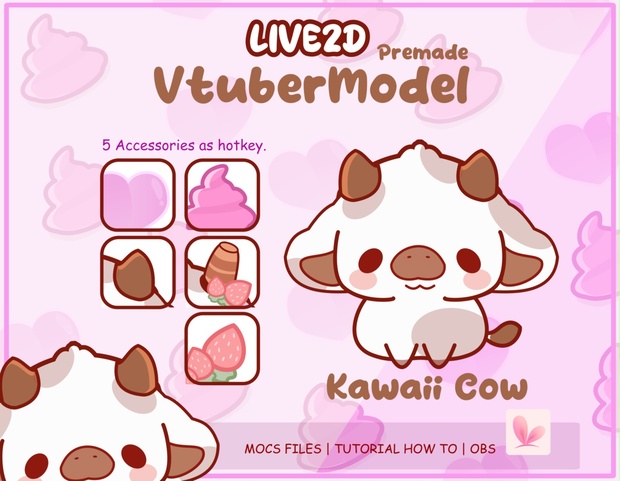 Kawaii Cow Vtuber Model Premade, Ready To Use Vtuber Model, Vtuber ...