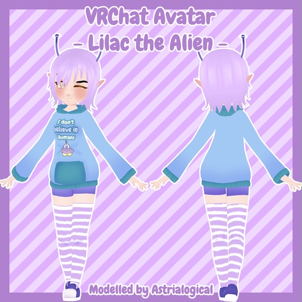 [VRChat Avatar] Lilac the Alien - astrialogical3d - BOOTH
