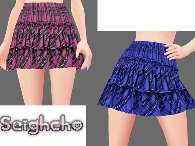 Two plaid skirts (pink and blue) - VRoid Texture - Seighcho - BOOTH