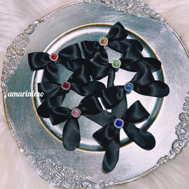 ぬい用 アクセサリー リボン/bow(推し色 黒/black) - amarinimo - BOOTH