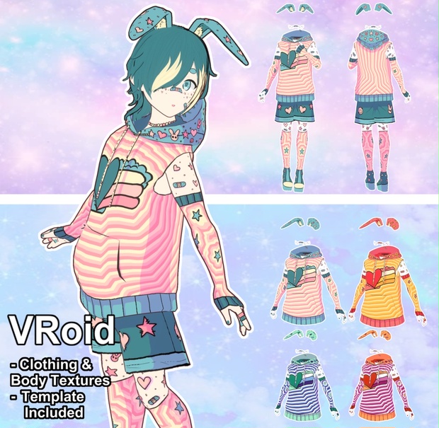 VRoid Starry Pastel Outfit (Multiple Colors) - gorovroid - BOOTH