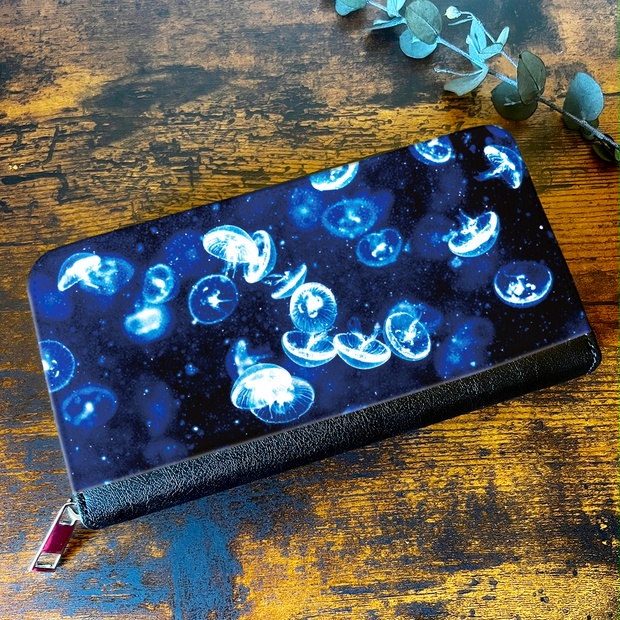 きらきらクラゲの長財布 宇宙 海 クラゲ メンズ 星 銀河 財布 長財布 - shibasakura - BOOTH
