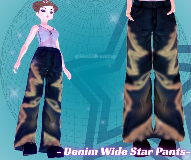 FREE Vroid Denim Wide Stars pants - VroidDressing - BOOTH