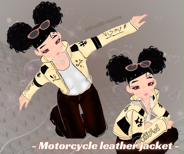 Vroid motorcycle leather cream jacket with white shirt - VroidDressing ...