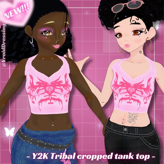 3D Vroid Y2K Tribal cropped tank top - VroidDressing - BOOTH