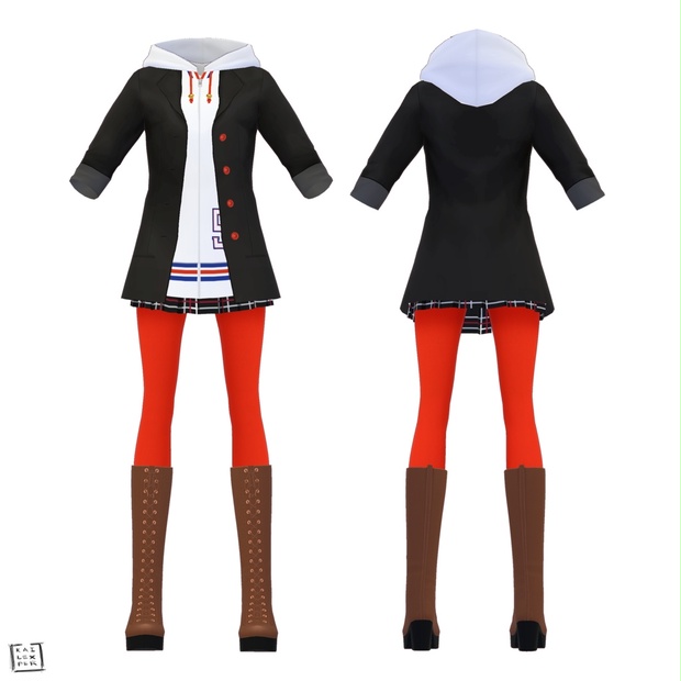 【Vroid用】Ann Takamaki Outfit from Persona 5 (Coat, Jacket Skirt, Tights ...