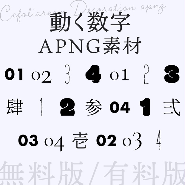 【APNG素材】動く数字APNG【無料版/有料版】 - 常世の渦川敷 - BOOTH