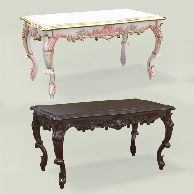 { 3Dモデル ロココ調テーブル } Rococo Style Table - Ninth Nerve - BOOTH