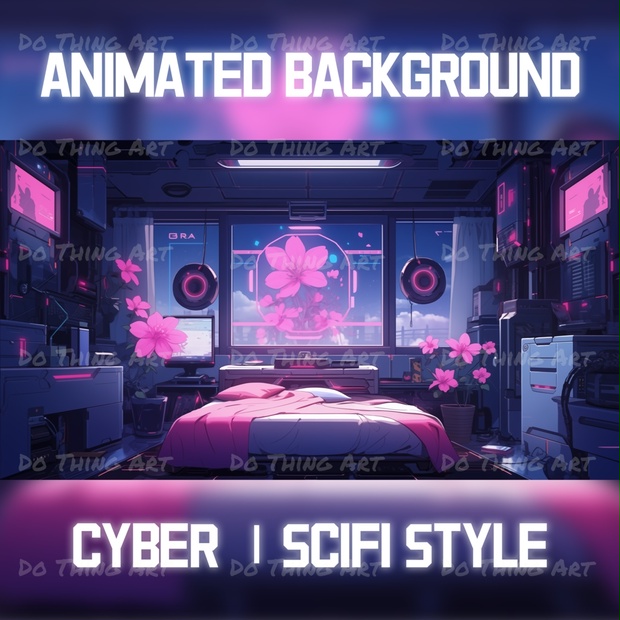 Vtuber Asset - Cyber LoFi Bedroom Background | Twitch Wallpaper ...