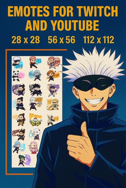 20 Jujutsu Kaisen Emotes - Dark Otaku Emotes - BOOTH