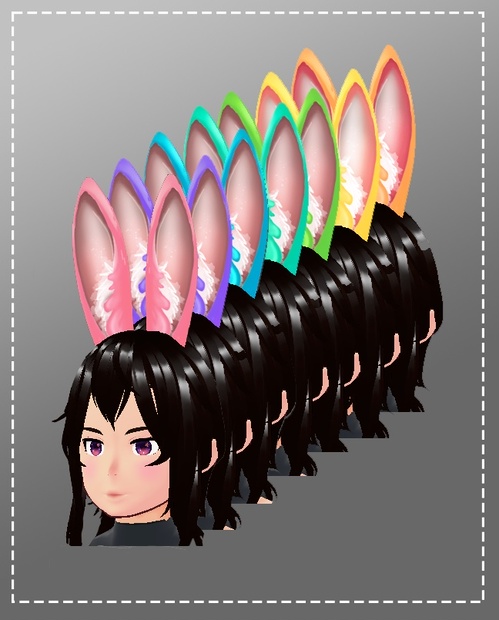 [Vroid] Bunny / Rabbit Texture (Neon Rainbow 7Pack) - BunnyAssets - BOOTH