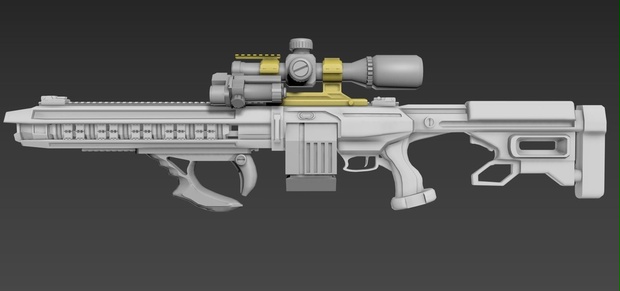 RailGun and Parts set with animation(Railgun body ,digital scope ...