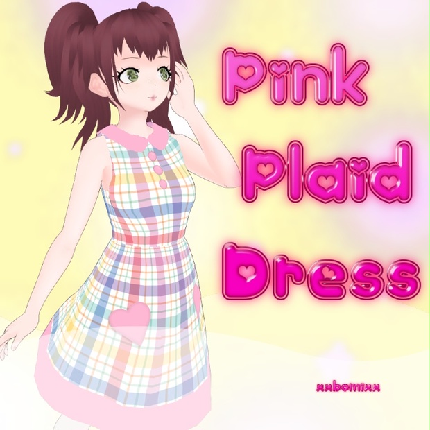 VRoid 》pink plaid dress - xxbomixx - BOOTH