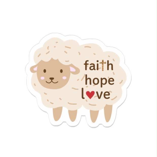 ひつじのアクリルバッジ（信仰•希望•愛） - immaculata_koubou - BOOTH